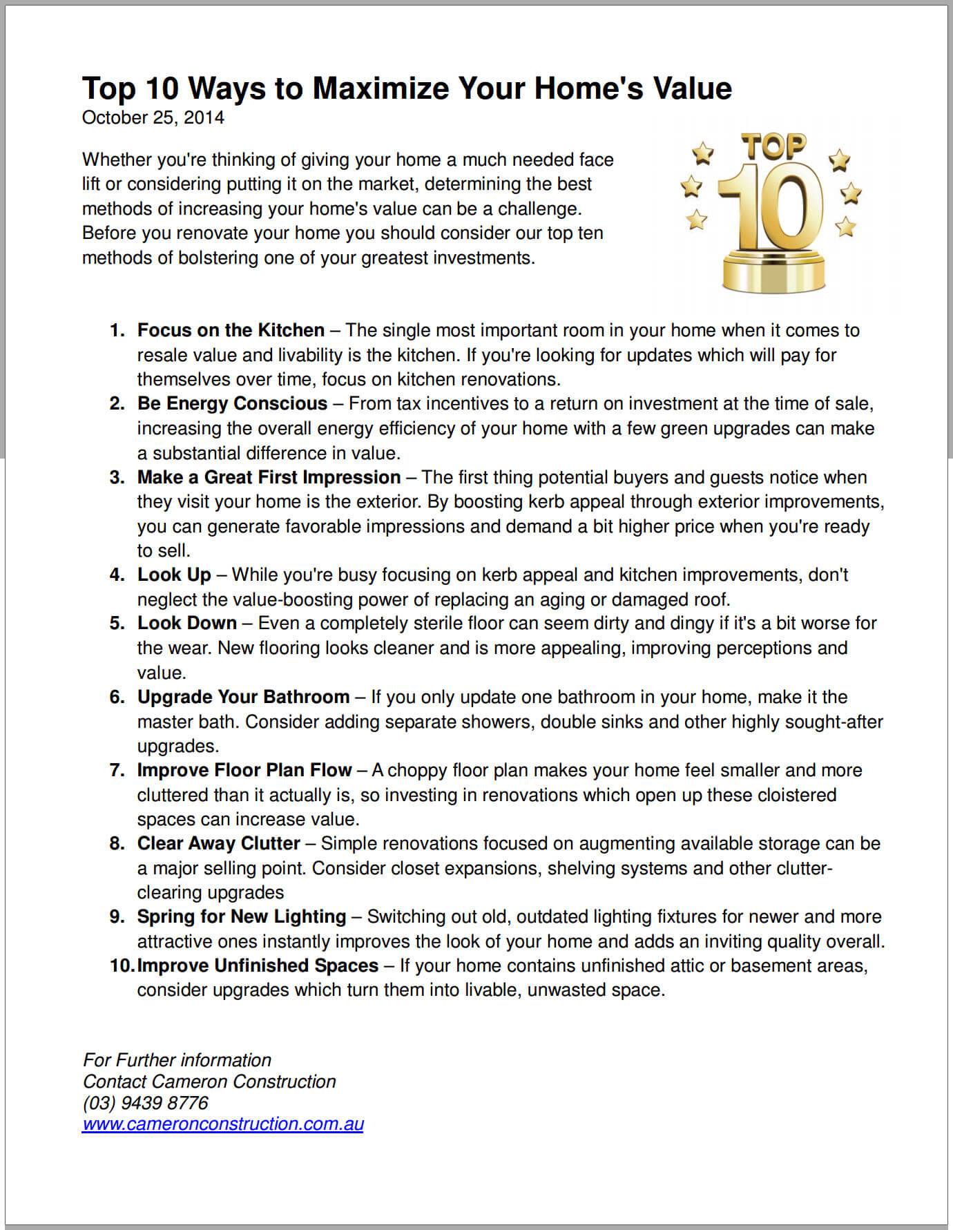 10 Ways To Maximize Your Home's Value | Cameron Construction